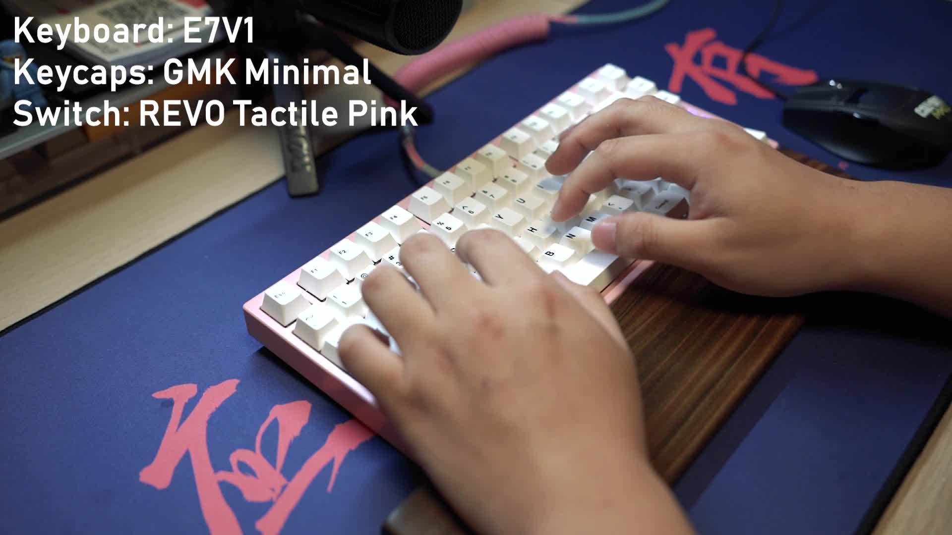 ...化机械键盘 套件 打字测试 音测 GMK 极简白 组REVO 段落粉轴 打字音