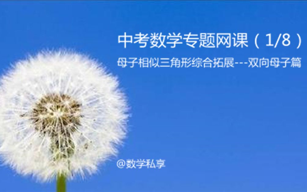 中考数学专题网课(1/8)--子母相似三角形综合拓展(双向子母篇)