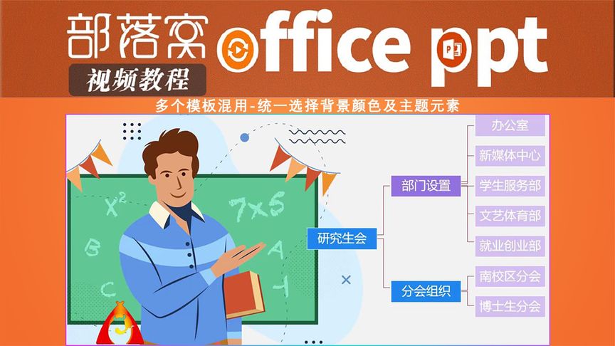 PPT多个模板混用视频:统一选择背景颜色及主题元素