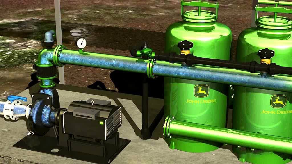 约翰迪尔农田灌溉过滤系统,有这装备还怕滴管出现堵塞?