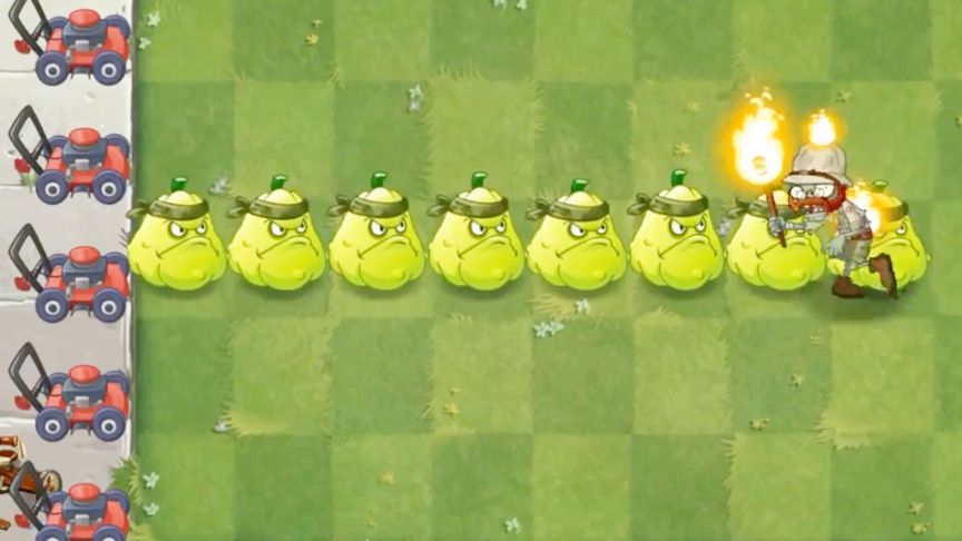 当倭瓜逃脱树根冰龙草VS100级火把怪,只有金蟾菇推车是终结者