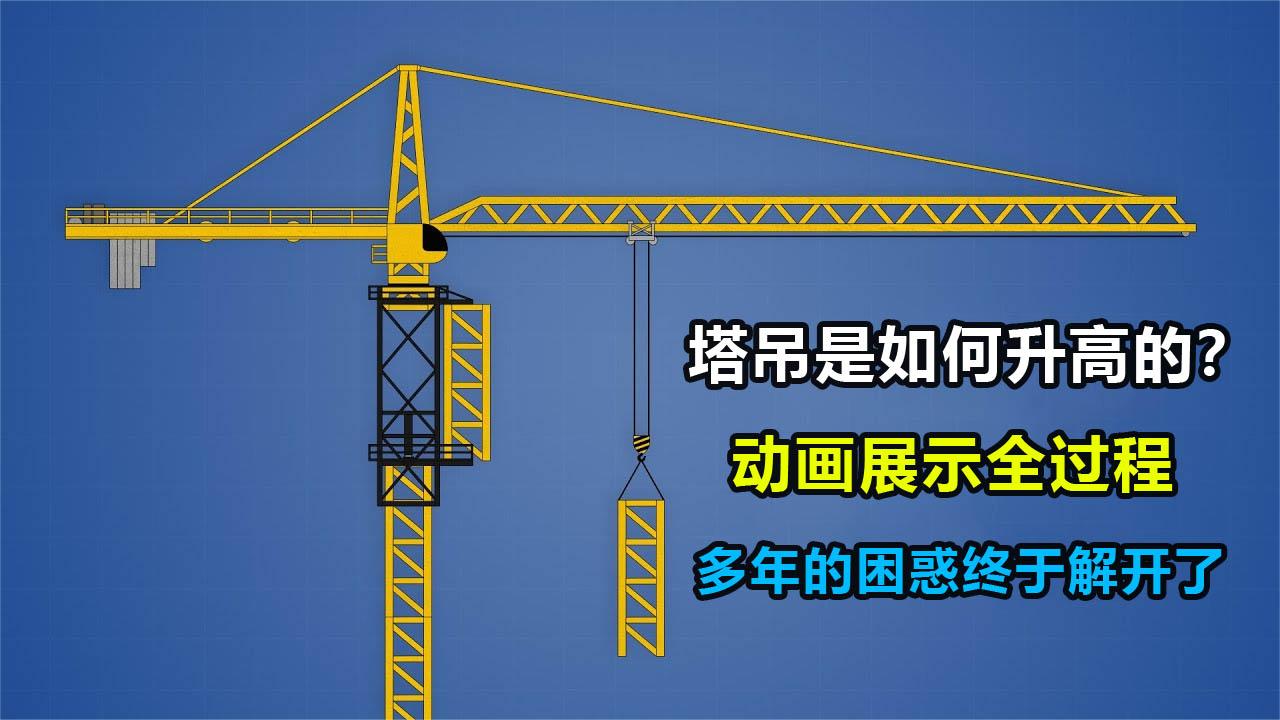 塔吊是如何升至百米高的?动画展示全过程,多年的困惑终于解开了
