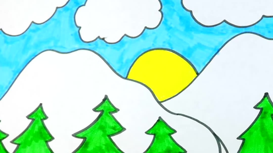 简笔画 乡村风景画