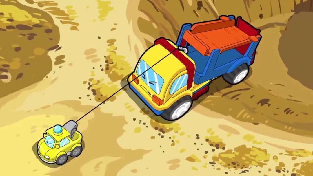 汽车总动员:翻斗车翻车了小汽车赶去帮忙!挖掘机吃了一脸的土!