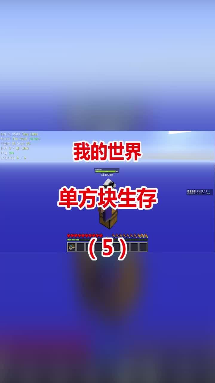 我的世界单方块生存,获得了钻石我的世界