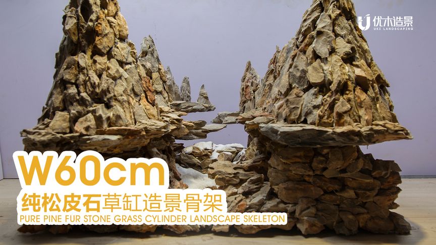 60缸的纯松皮石的草缸造景骨架