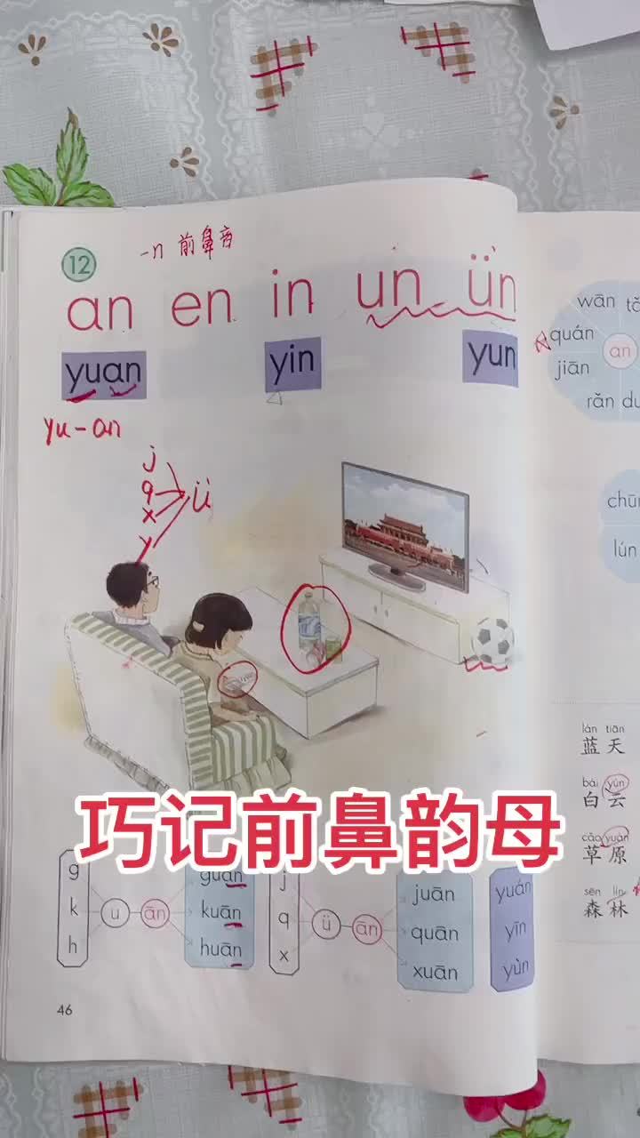 巧记前鼻韵母...
