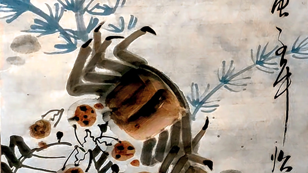 国画写意螃蟹的画法,方法得当,一学即会