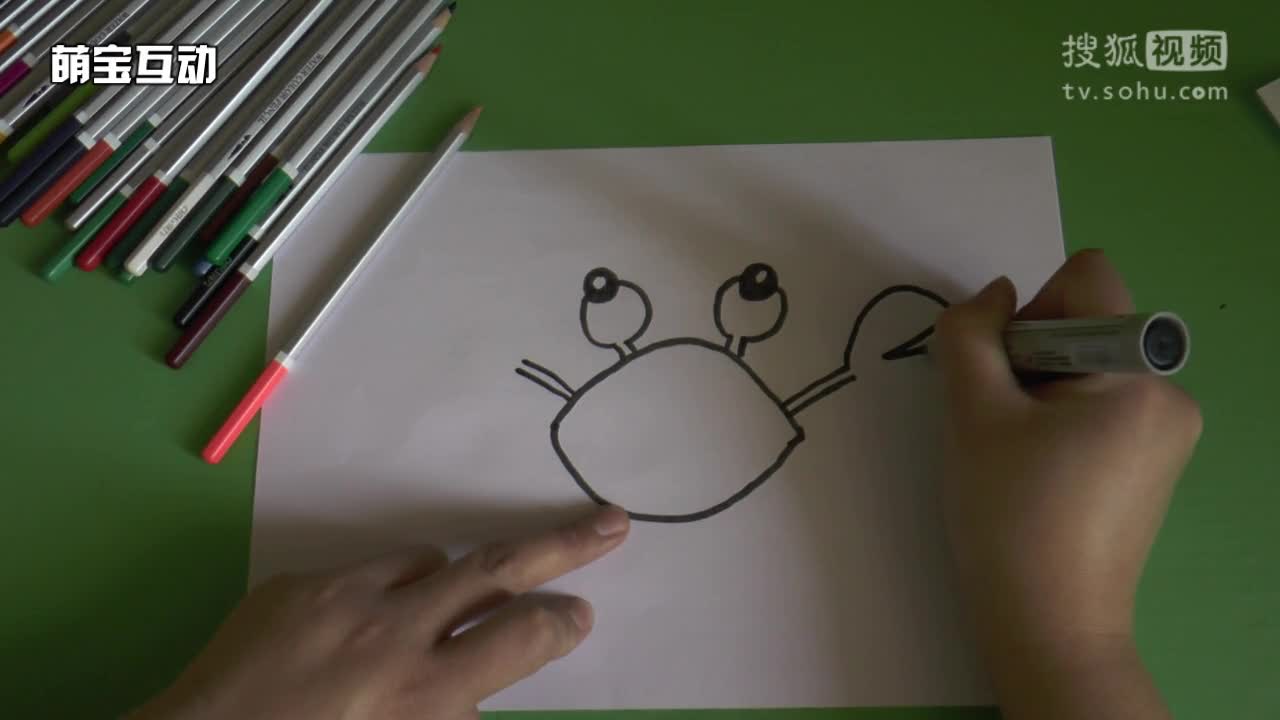 简笔画螃蟹简单易学,太漂亮了