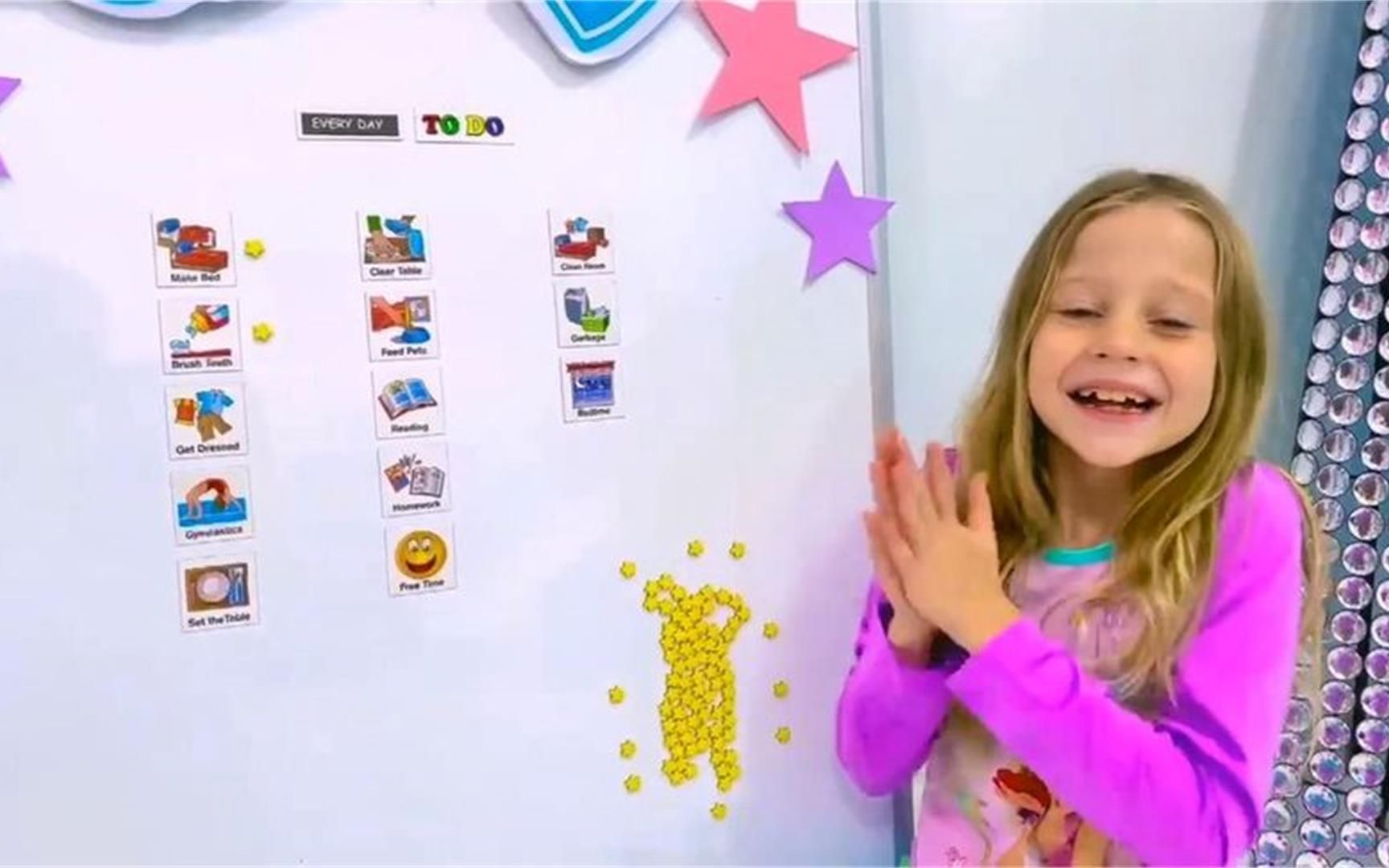 爸爸给小朋友做了个任务表,每一个做完就会有小星星作为奖励