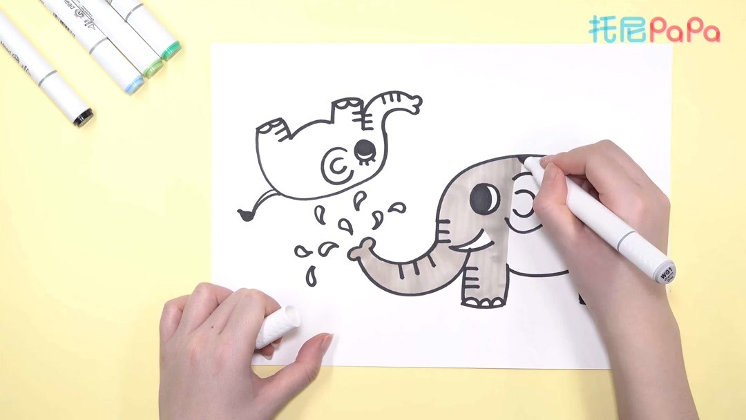 少儿趣味创意绘画 第5集 字母E大象elephant创意绘画课