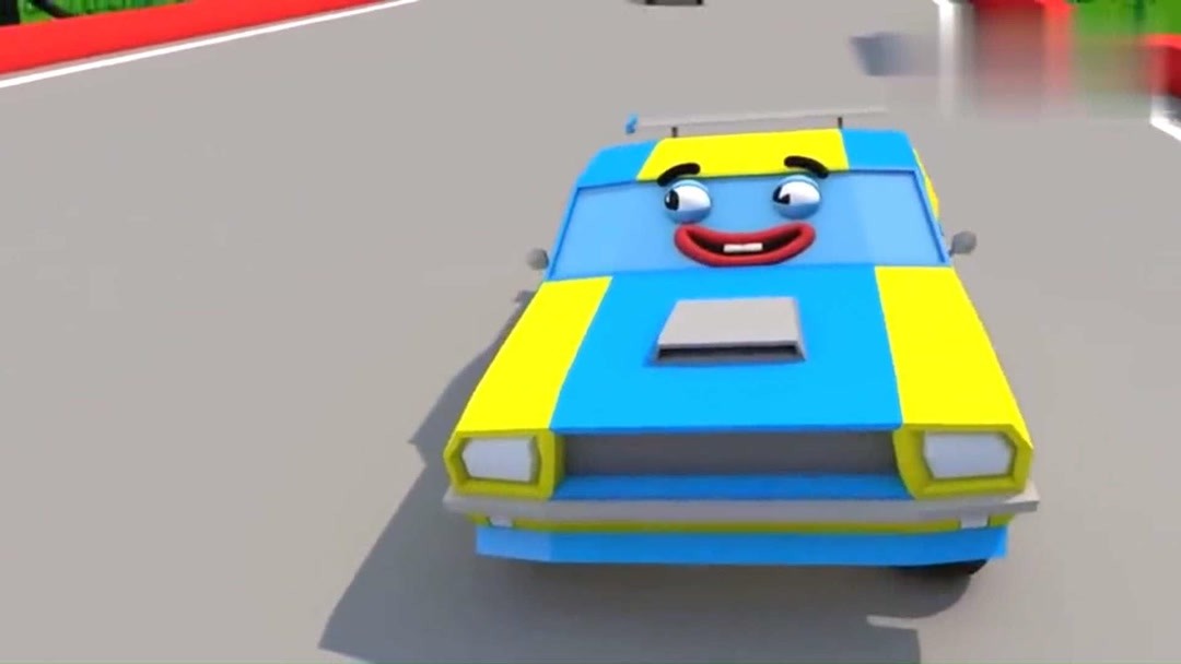 亲子动画挖土车看到堵车了,原来是路面坏了很好玩