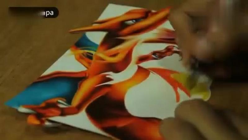 神奇宝贝:喷火龙3D立体画教学,超简单的