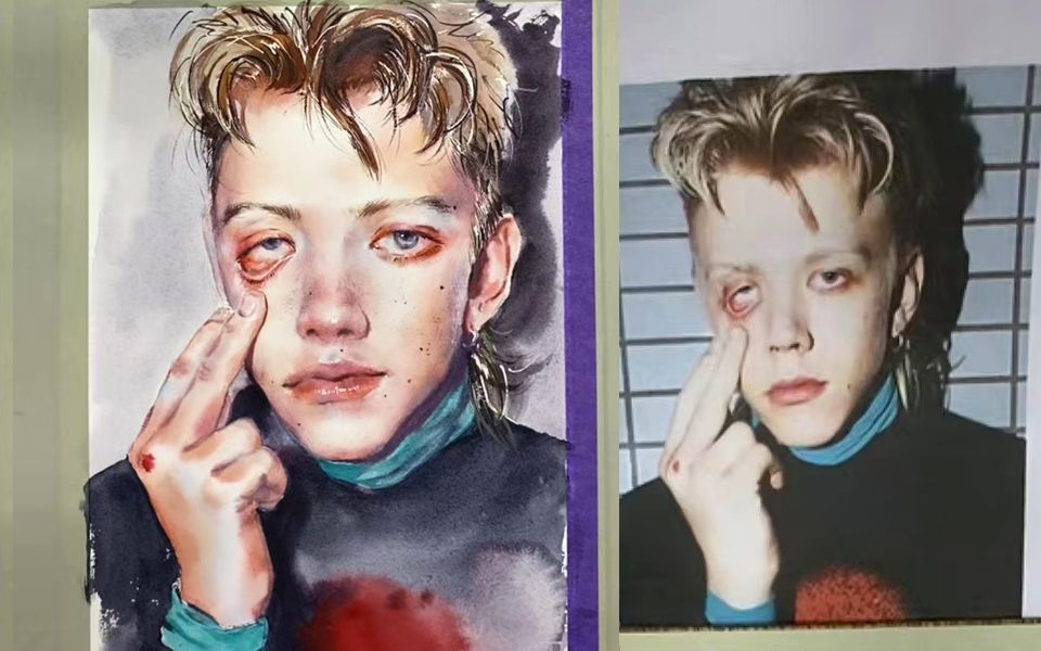 【水彩人物】胡涂图老师的水彩分享 人物上色 人物肖像水彩【插画...