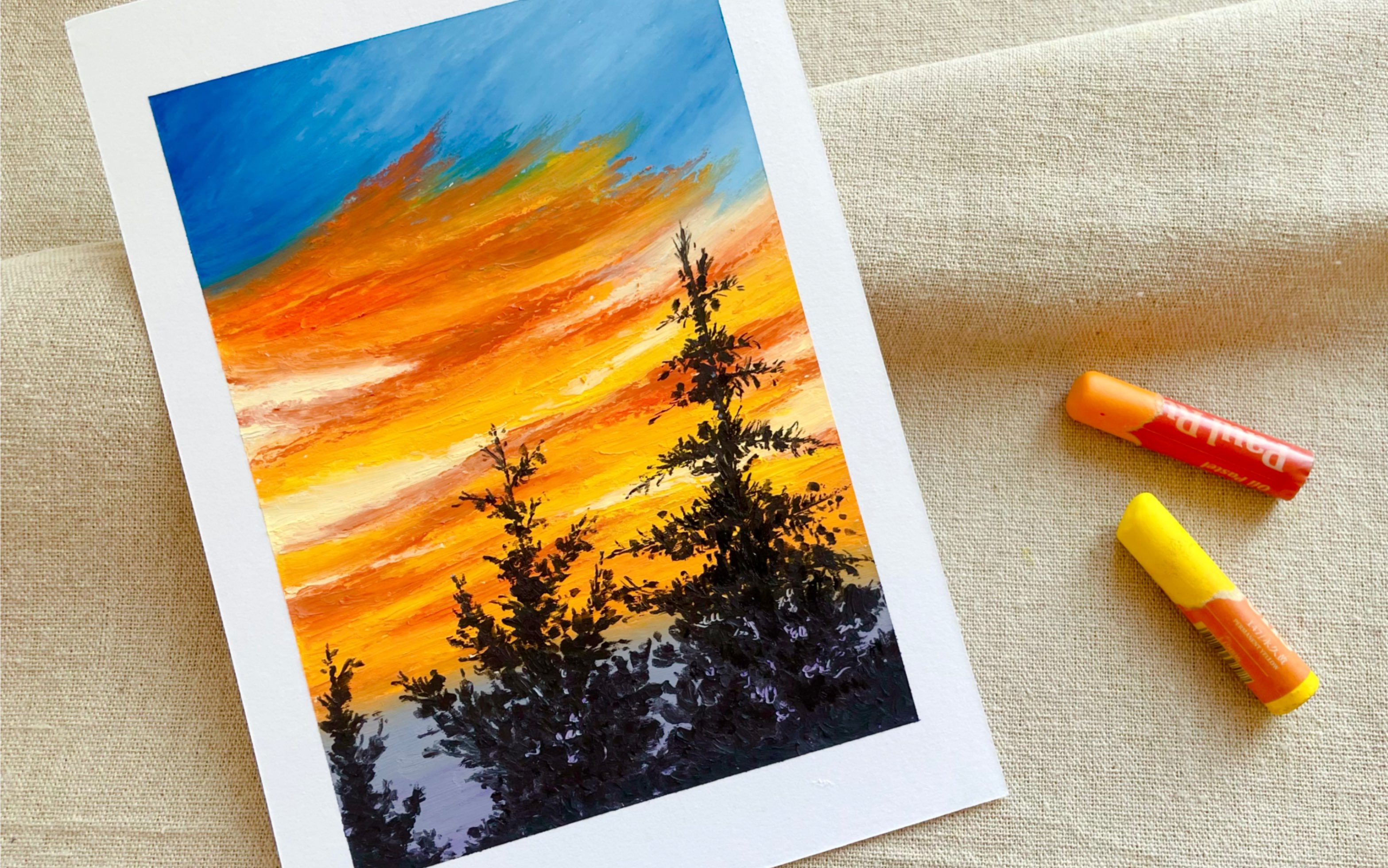 【油画棒】落日晚霞·绘画视频