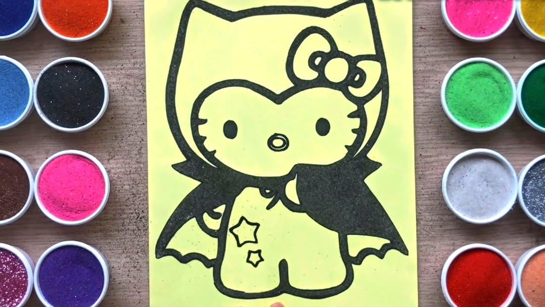 简笔画DIY:彩绘Kitty猫过万圣节,你能看出它是什么装扮吗?