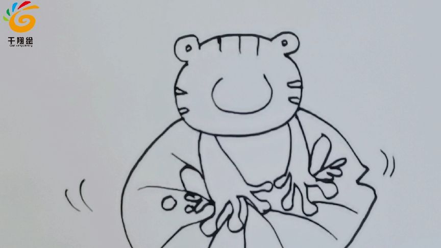 千翔童绘简笔画练习:荷叶上的青蛙