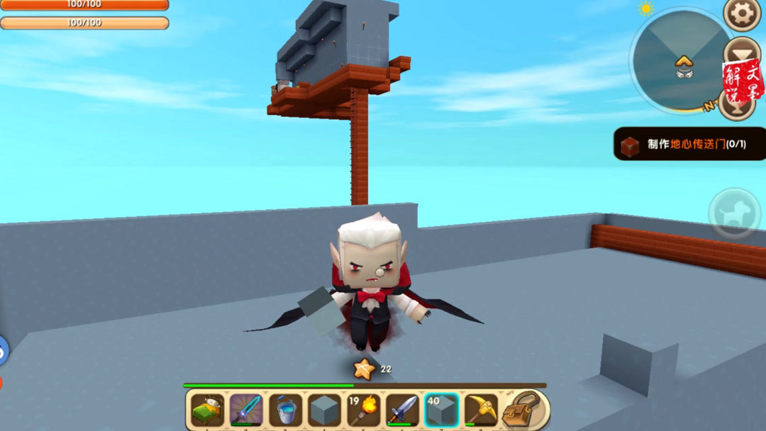 迷你世界生存 白天做刷怪塔 晚上收集丝线