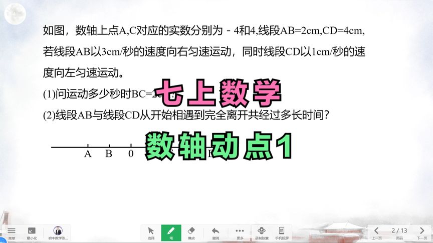 初一数学:数轴动点与线段的移动(1)