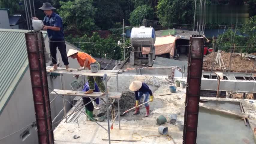 农村自建房视频:柱模板的制作安装和混凝土浇筑