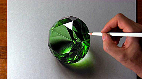 如此逼真的翡翠宝石,却是用彩色铅笔画出来的,一起来学学吧