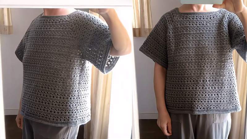 如何用钩针编织适合春夏季节的毛衣,第2部分,从上往下,很可爱