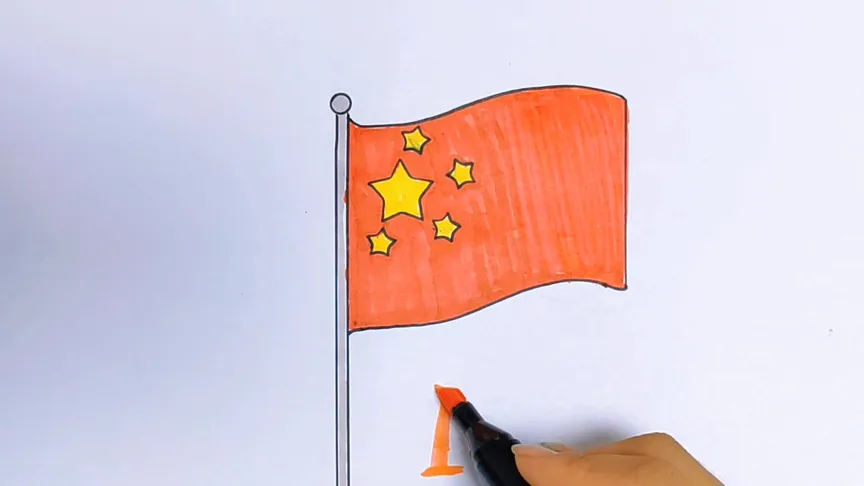 国庆节主题画,国庆节简笔画,简笔画红旗,国旗简笔画#国旗