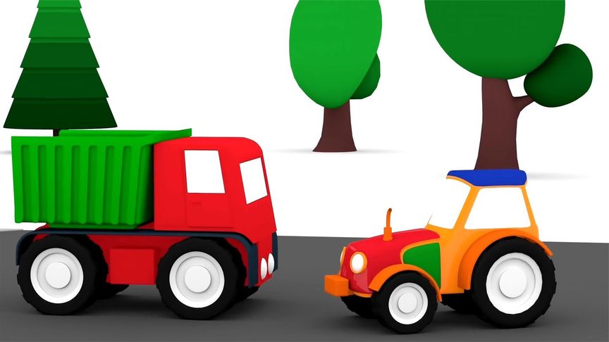 儿童卡通车动画 小汽车们手机工程车零件帮助修复工程车!