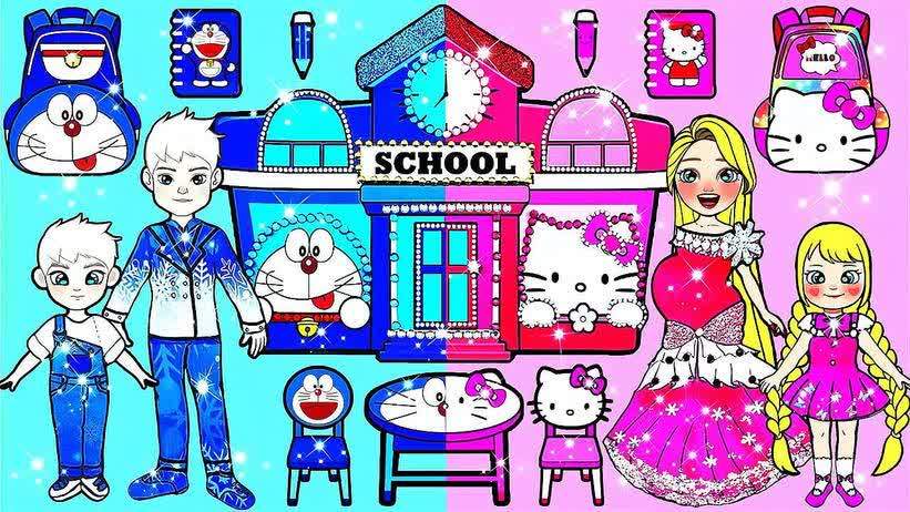 剪纸动画:开学第一天学校太破了,同学们和爸爸妈妈一起改造学校