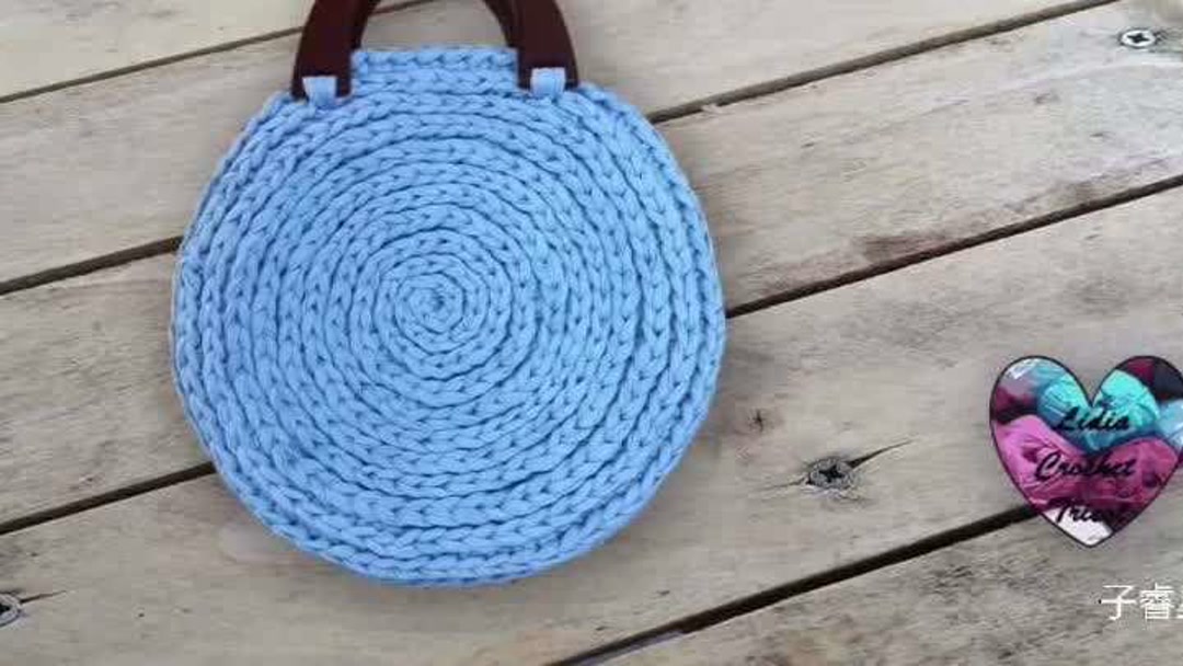 手工毛线编织教程:钩针编织漂亮大方的圆形手提包包,快来仿一个