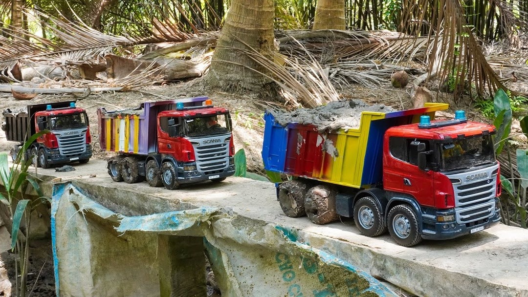 极限RC:翻斗车,挖机,自卸卡车清理淤泥!