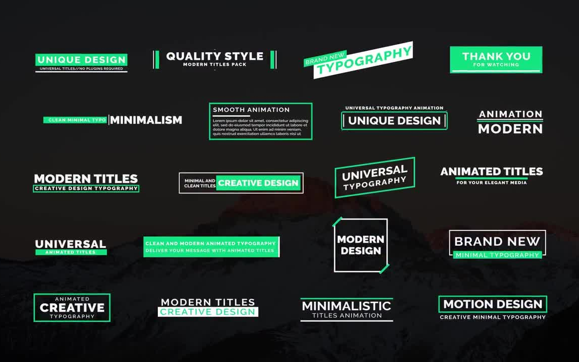 Premiere模板-20个动态标题文字动画绿色小清晰动态文字模板