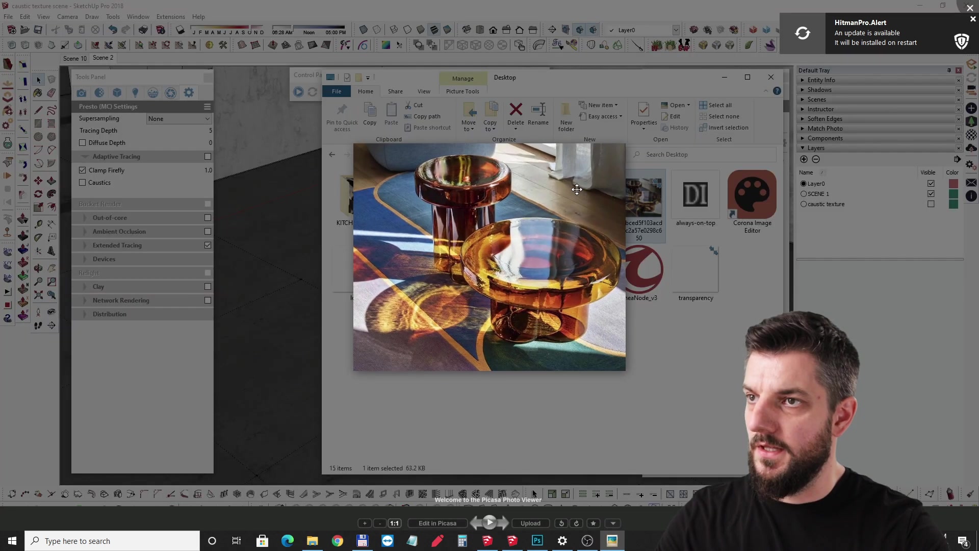 (熟肉已翻译)Thea Render西娅渲染器《渲染玻璃透明材质焦散叠加...