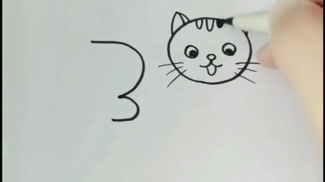 简笔画猫,数字画教学