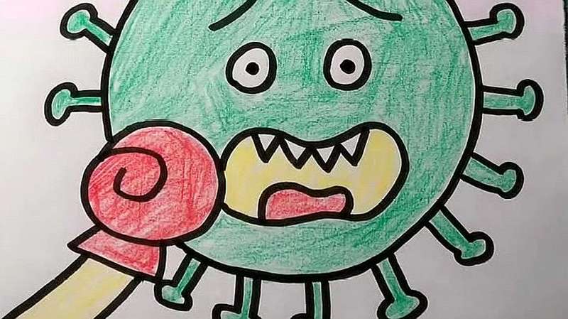 打跑病毒简笔画,让祖国的花朵重归校园