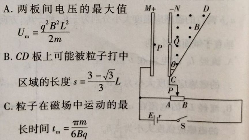 高中物理电磁场,粒子打中区域长度的计算方法