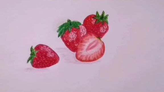 #油画棒 #水果 #画画 嘎嘎甜的99大草莓ߍ