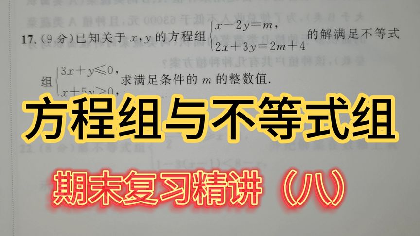 七年级数学复习,常见知识考点,方程组与不等式组的综合运用