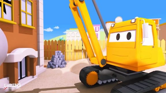 汽车城动画 工程车戴恩拆墙时砖头撞到头 受伤严重呼叫安博医生