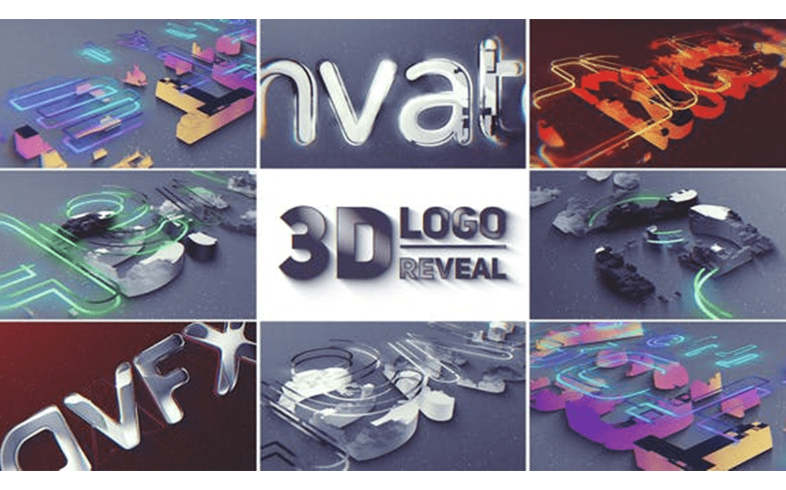 AE模板-3D碎片化生长特效的动态LOGO片头模板标识品牌商品店铺...