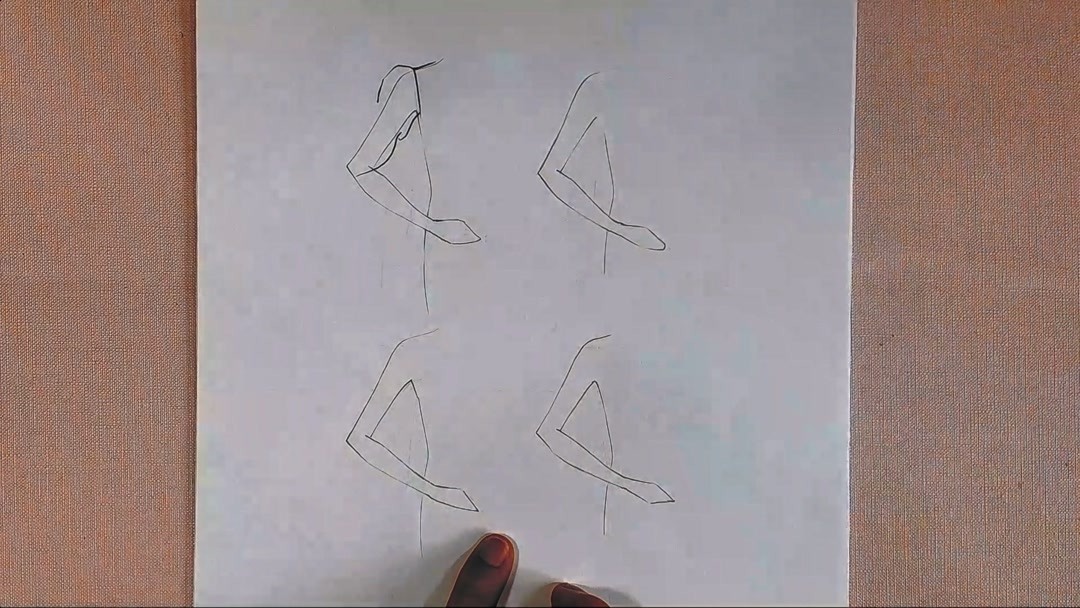 服装设计手绘学习:四款袖子线稿绘画过程