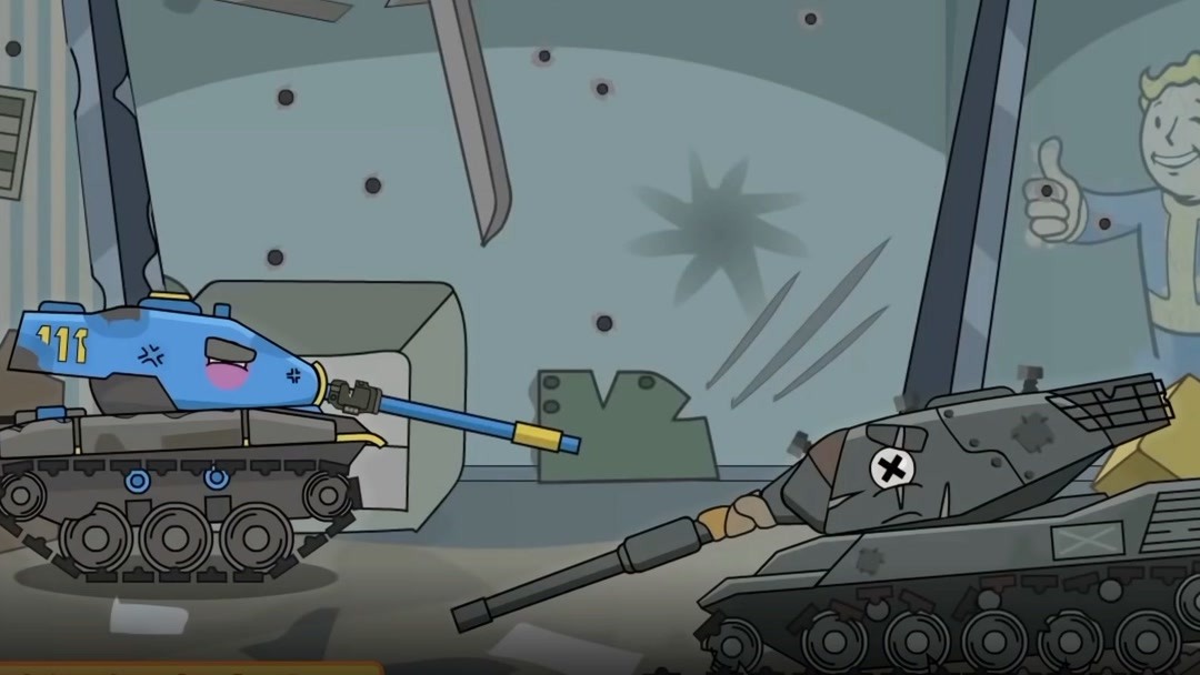 坦克世界动画:突击坦克战斗两败俱伤