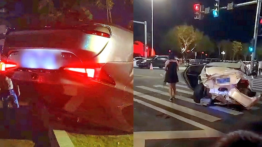 惨烈!监拍:广东小车失控高速逆行 撞裂汽车撞翻3人致2死2伤