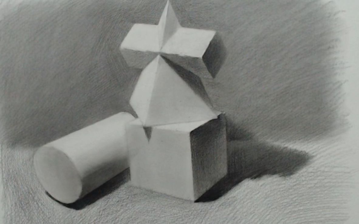 【素描教学】零基础素描教学,石膏几何体的讲解