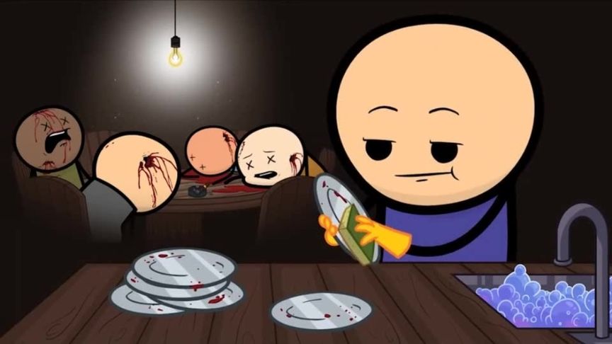 讽刺动画,为了洗碗的赌注~