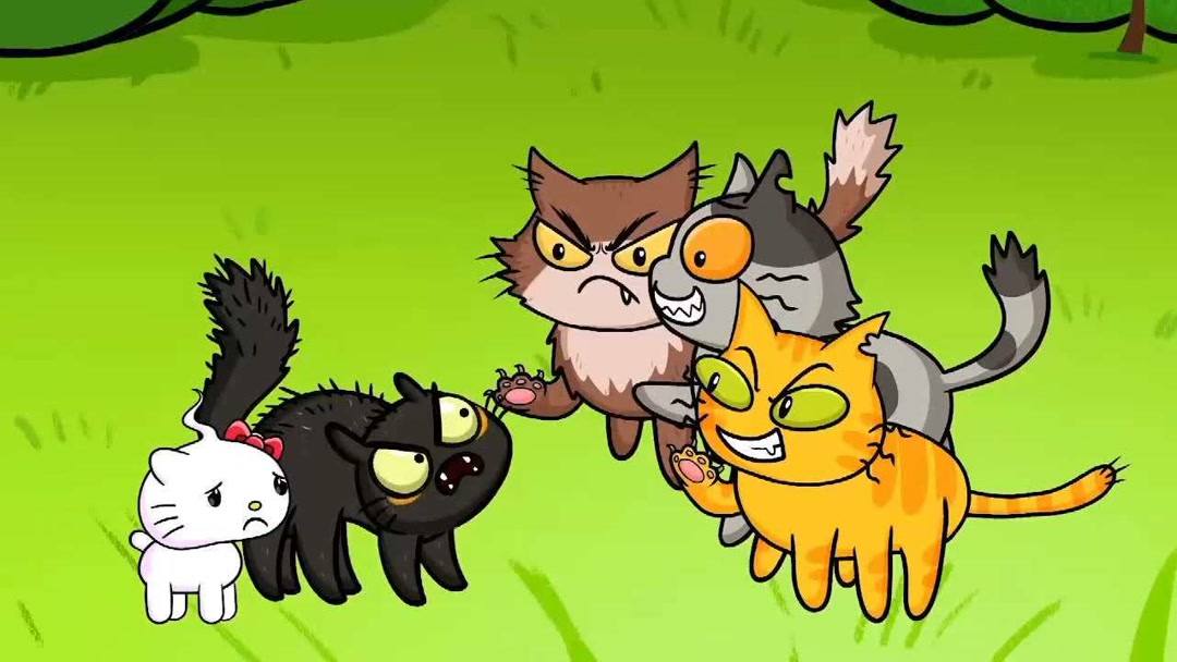 牛油果搞笑动画:凯蒂猫遇到危险,小黑猫上演英雄救美
