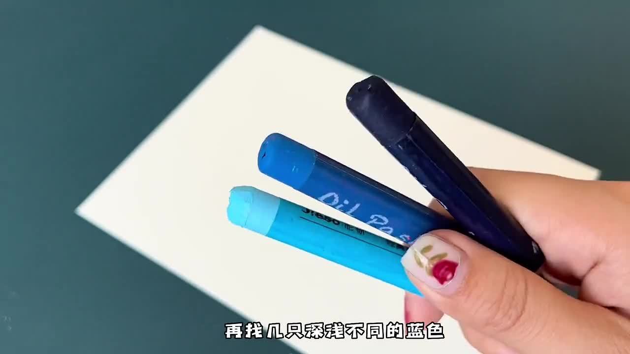 油画棒新手教程之海面画法!油画棒创作灵感零基础学画画重彩油画棒...