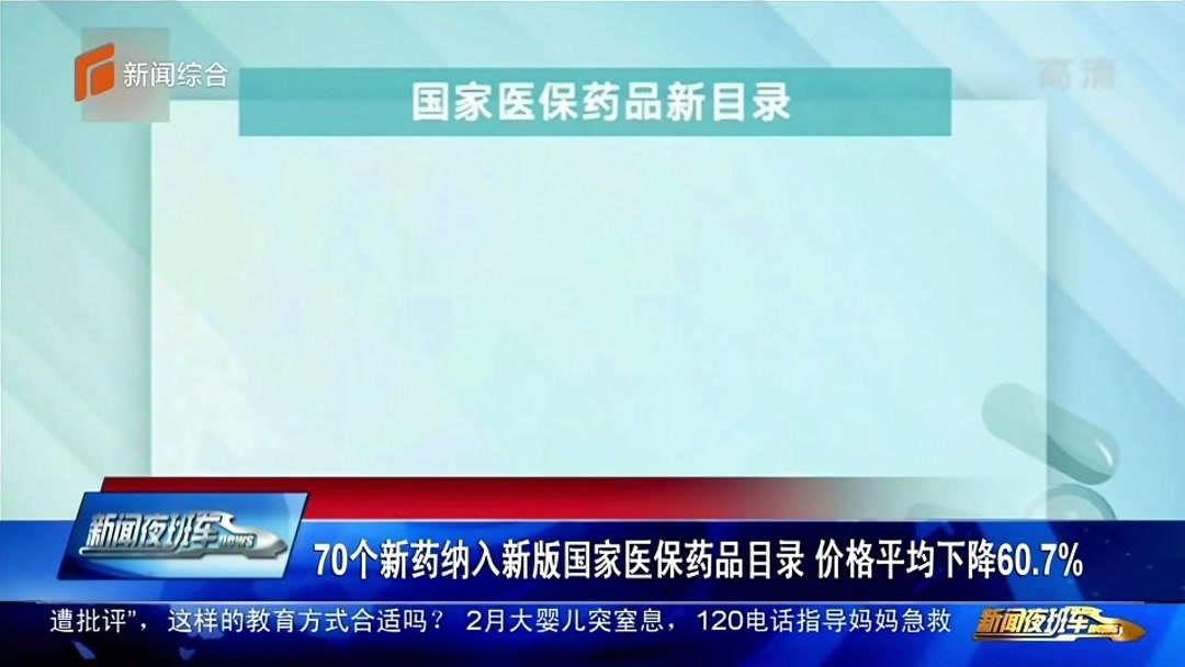 70个新药 纳入新版国家医保药品目录 价格平均下降60.7%