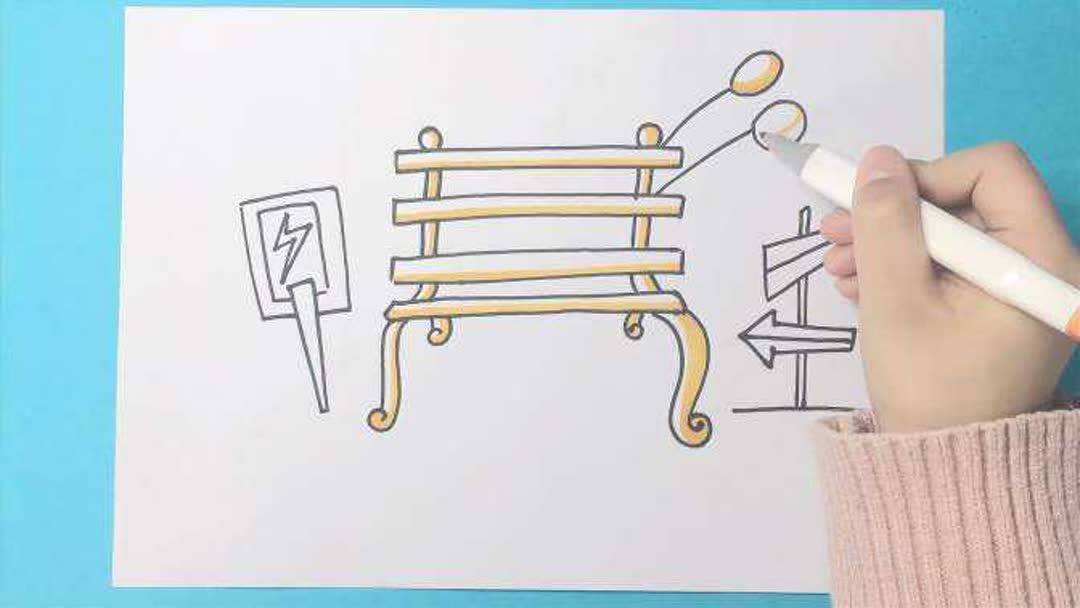 博卡简笔画:博卡老师教画画了,今天画公园座椅,大家一起画起来