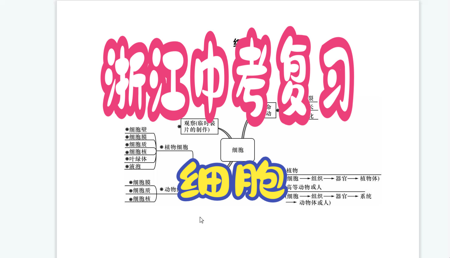 中考科学生物复习--细胞